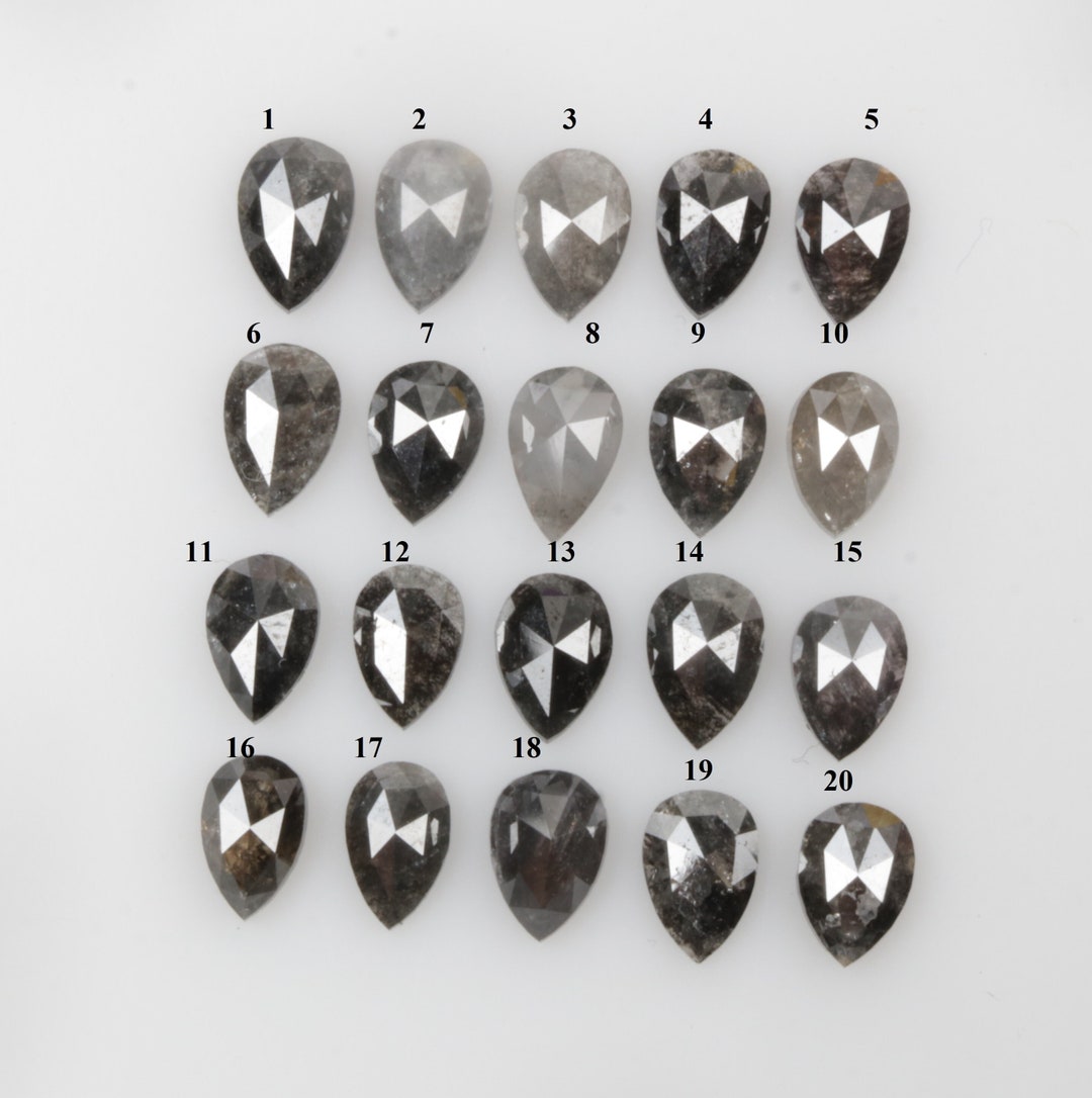 6X4 MM Pear Cut Diamond, Natural Loose Pear Shape Diamond, Grey/black ...