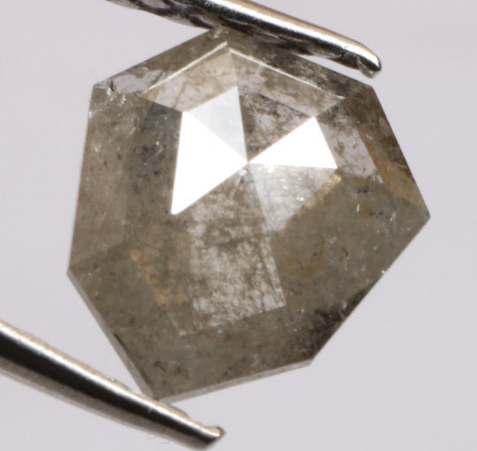 Shield Cut Natural Loose Diamond Salt and Pepper Transparent Grey ...