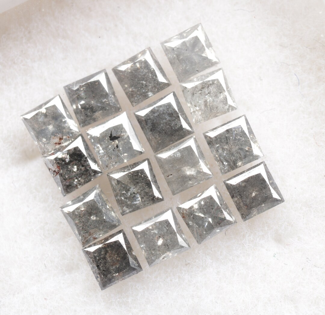 2.0 MM Princess Cut Salt and Pepper Diamond, Natural Loose Princess Cut ...
