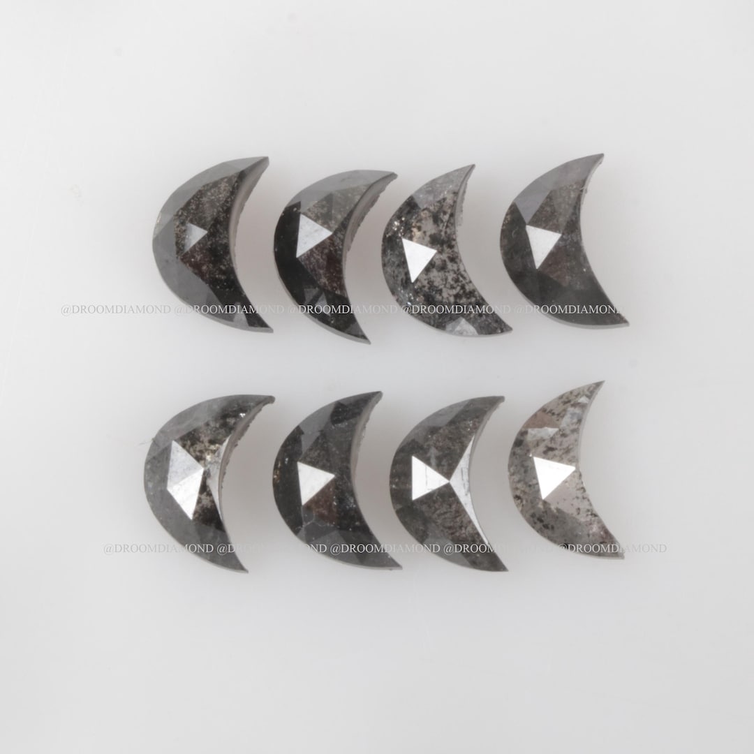 5.0MM/6.0 MM Crescent Cut Diamond, Salt and Pepper Diamond, Natural ...