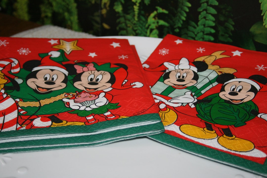 20 X Christmas Mickey & Minnie Mouse Paper Napkins Party / Table ...