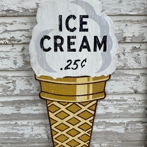Hand Painted Ice Cream Sign: Retro Diner Decor - Etsy