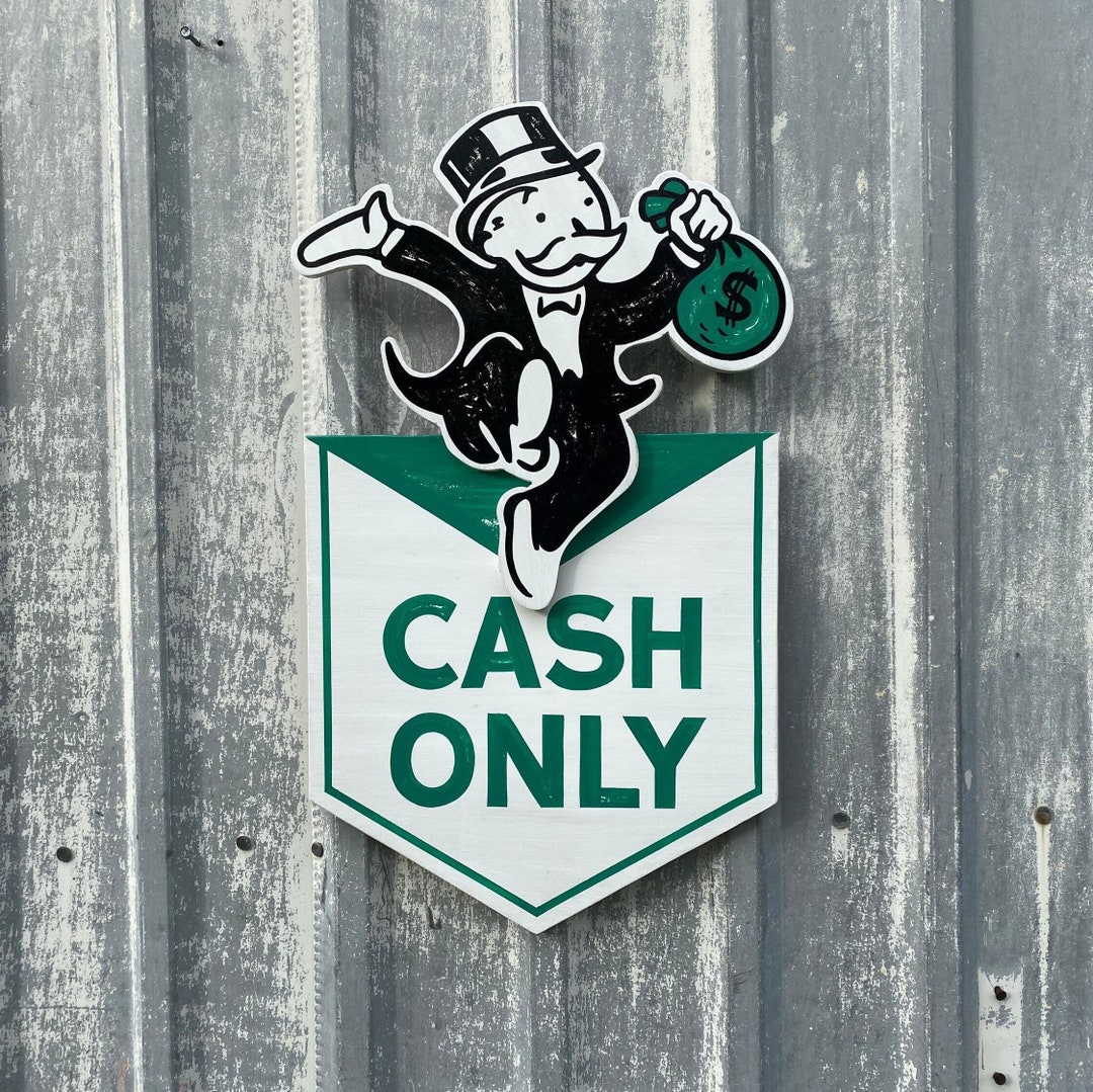 Hand Painted Cash Only Sign: Barber Shop Decor (14”x24”) - Etsy