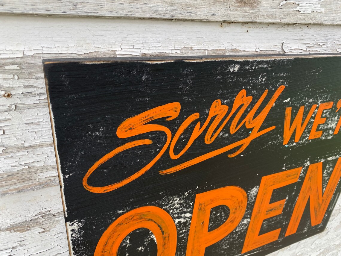 Hand Painted Open Sign: Vintage Style Wood Store Sign (16”x12”) - Etsy