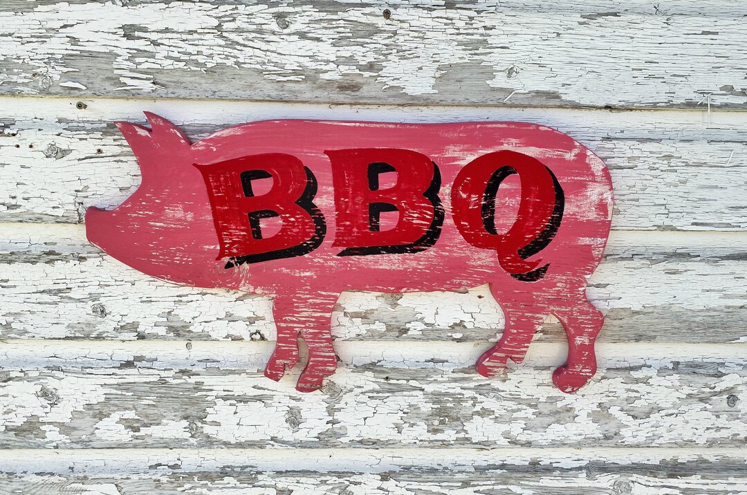 Hand Painted BBQ Pig Sign: Vintage Barbecue Decor - Etsy