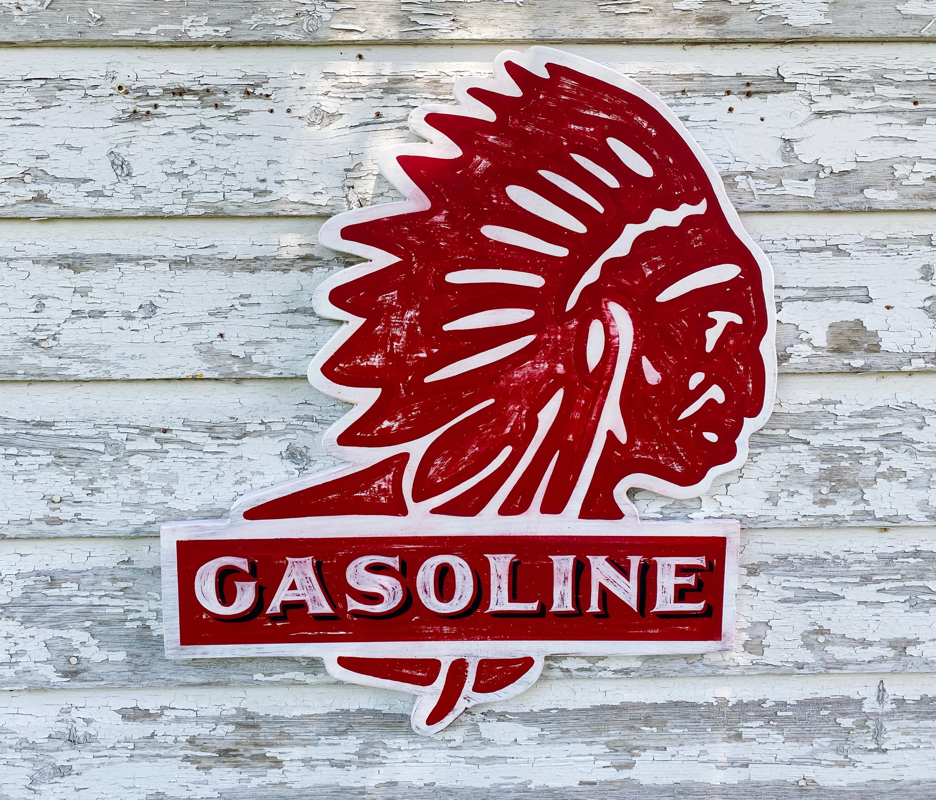 Gasoline Indian Chief Sign Hand Painted Sign Gasoline Sign | Etsy