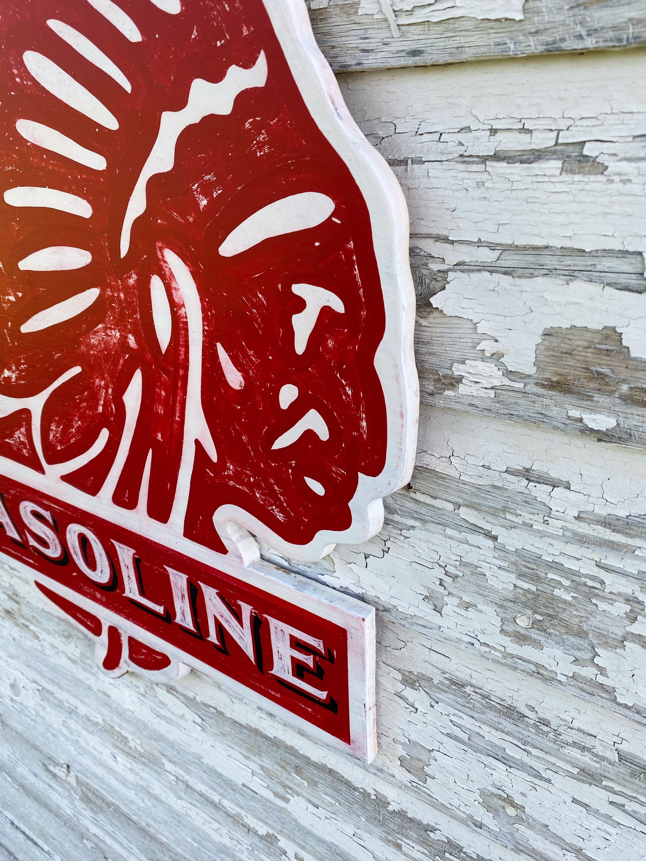 Gasoline Indian Chief Sign Hand Painted Sign Gasoline Sign | Etsy