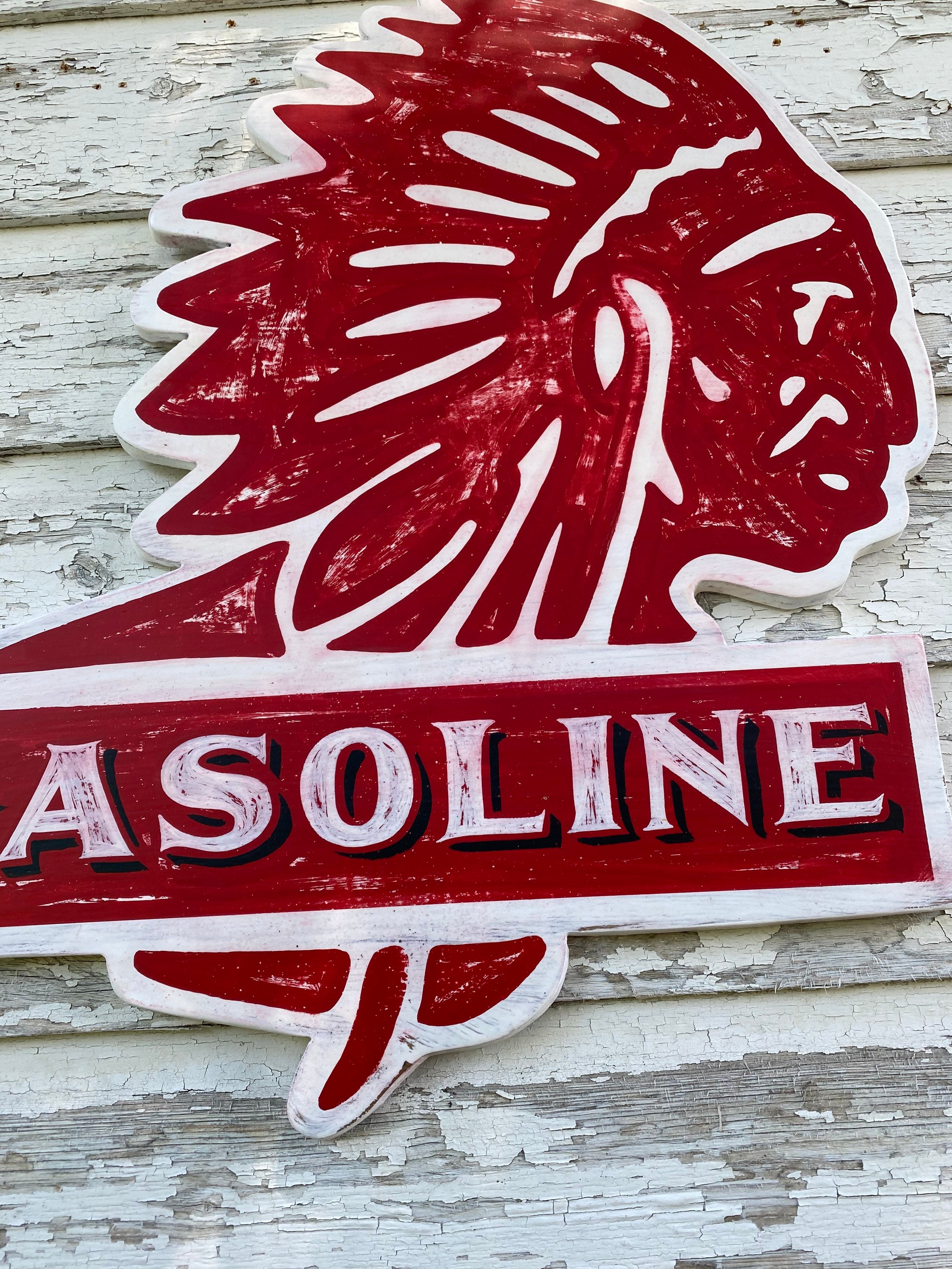 Gasoline Indian Chief Sign Hand Painted Sign Gasoline Sign | Etsy