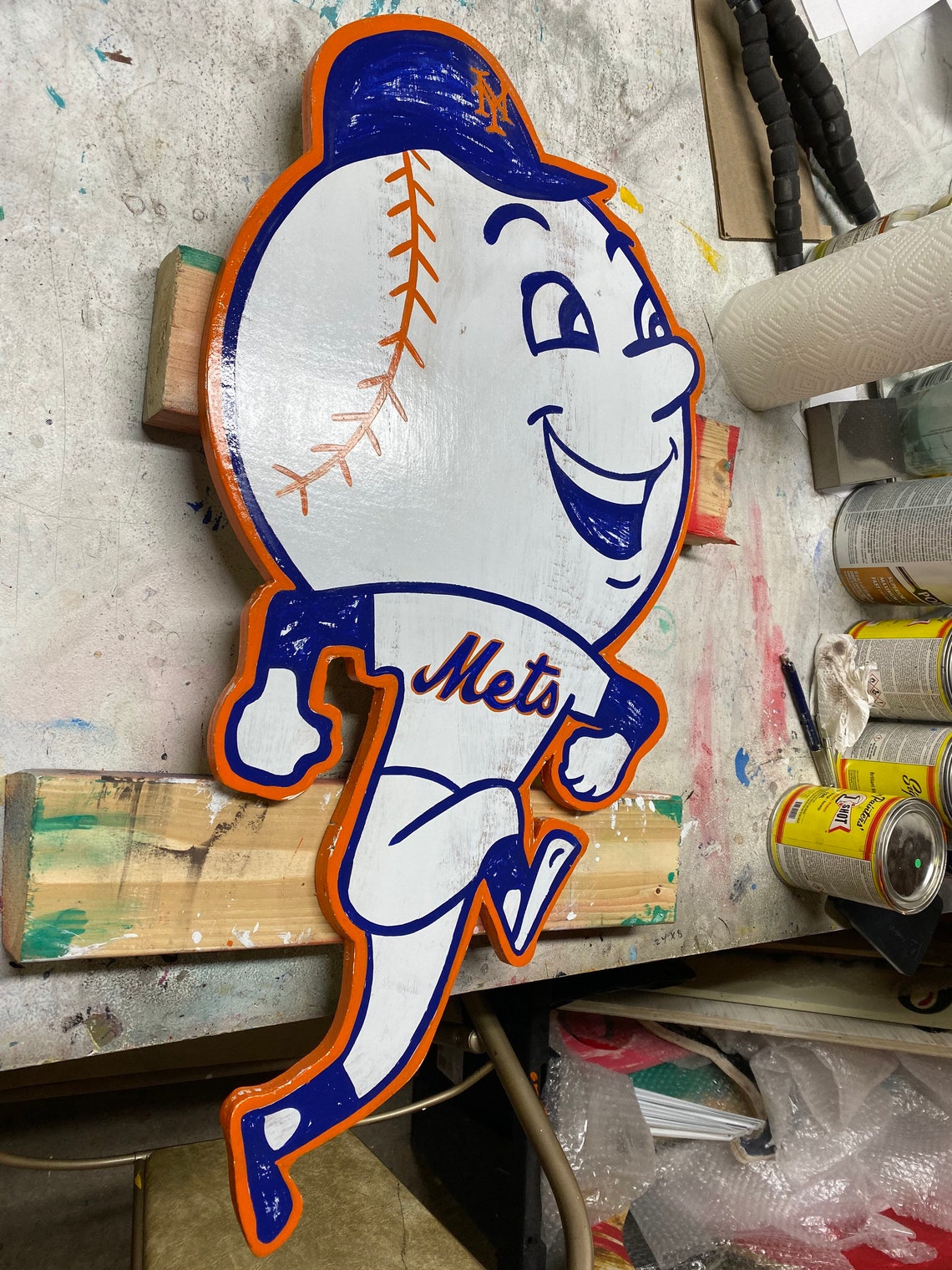 Vintage New York Mets sign Mr Met baseball stadium sign | Etsy