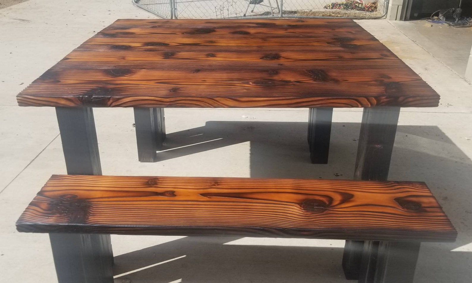 Shou Sugi Ban Table and Bench Seats Dining Room Set Outdoor | Etsy