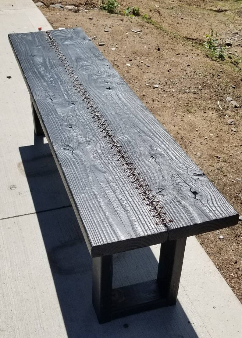 Wood and Metal Bench Shou Sugi Ban Bench Steam Punk Bench - Etsy