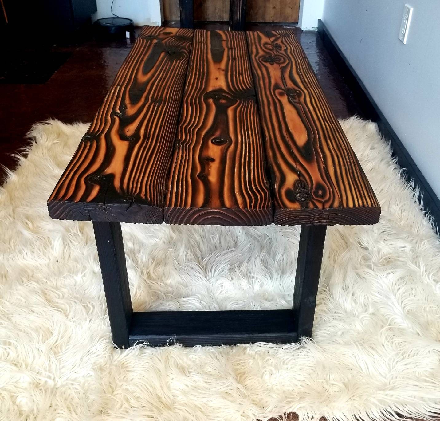 Shou Sugi Ban Coffee Table Metal Hairpin Coffee Table Industrial Coffee ...