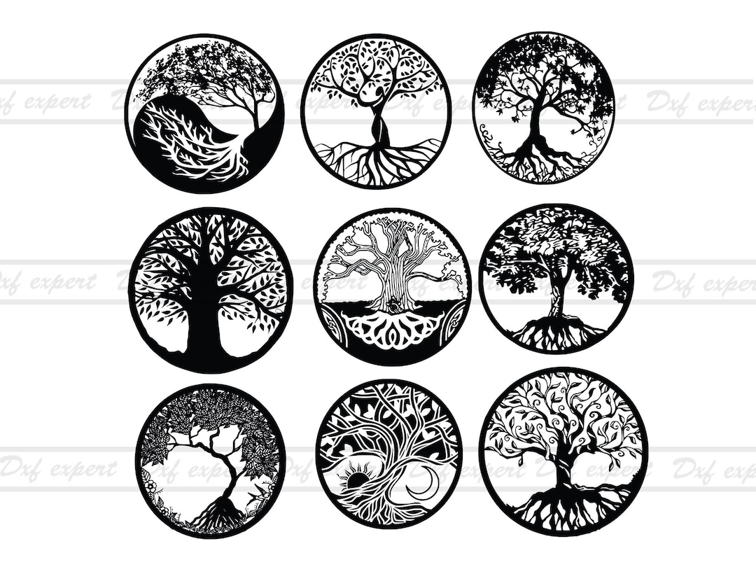 Swirly Tree SVG: Family Tree Clipart, Silhouette Cut File (digital ...