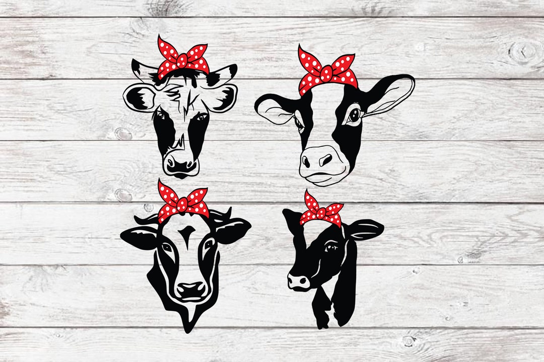 Cow Svg ,cow Bandana Svg,farm Animal Svg,cow Cut File, Cow With Flower ...