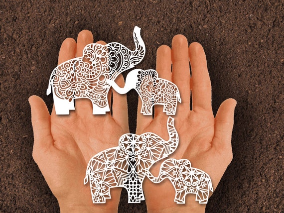 Elephant Paper Cut elephant Family Handcutting Elephant - Etsy