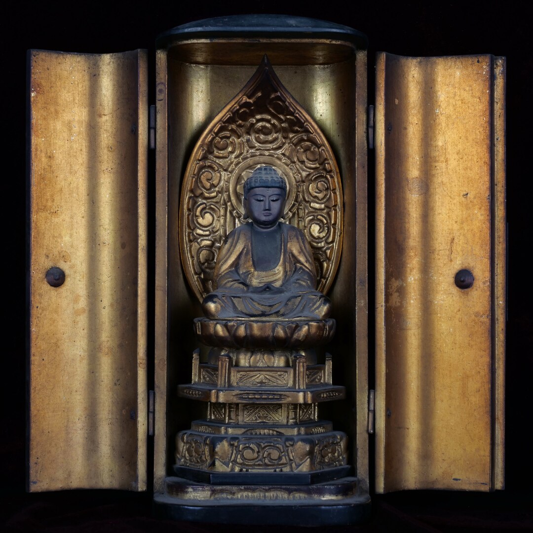 Buddha Antique Small Gilded Wood Amida Japan Zushi Shrine 1900-1920 - Etsy