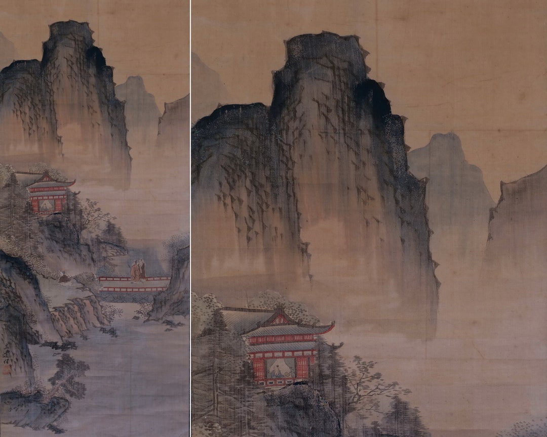 Japanese Antique Sansui Mountain Landscape Scroll Painting 1850-1899 - Etsy