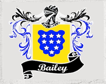 Bailey Family Crest Digital Download Bailey Coat of Arms JPG File ...