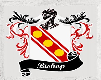 Bishop Family Crest Digital Download Bishop Coat of Arms JPG File ...