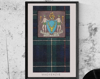 Mackenzie Clan Tartan and Coat of Arms Vintage Poster digital - Etsy