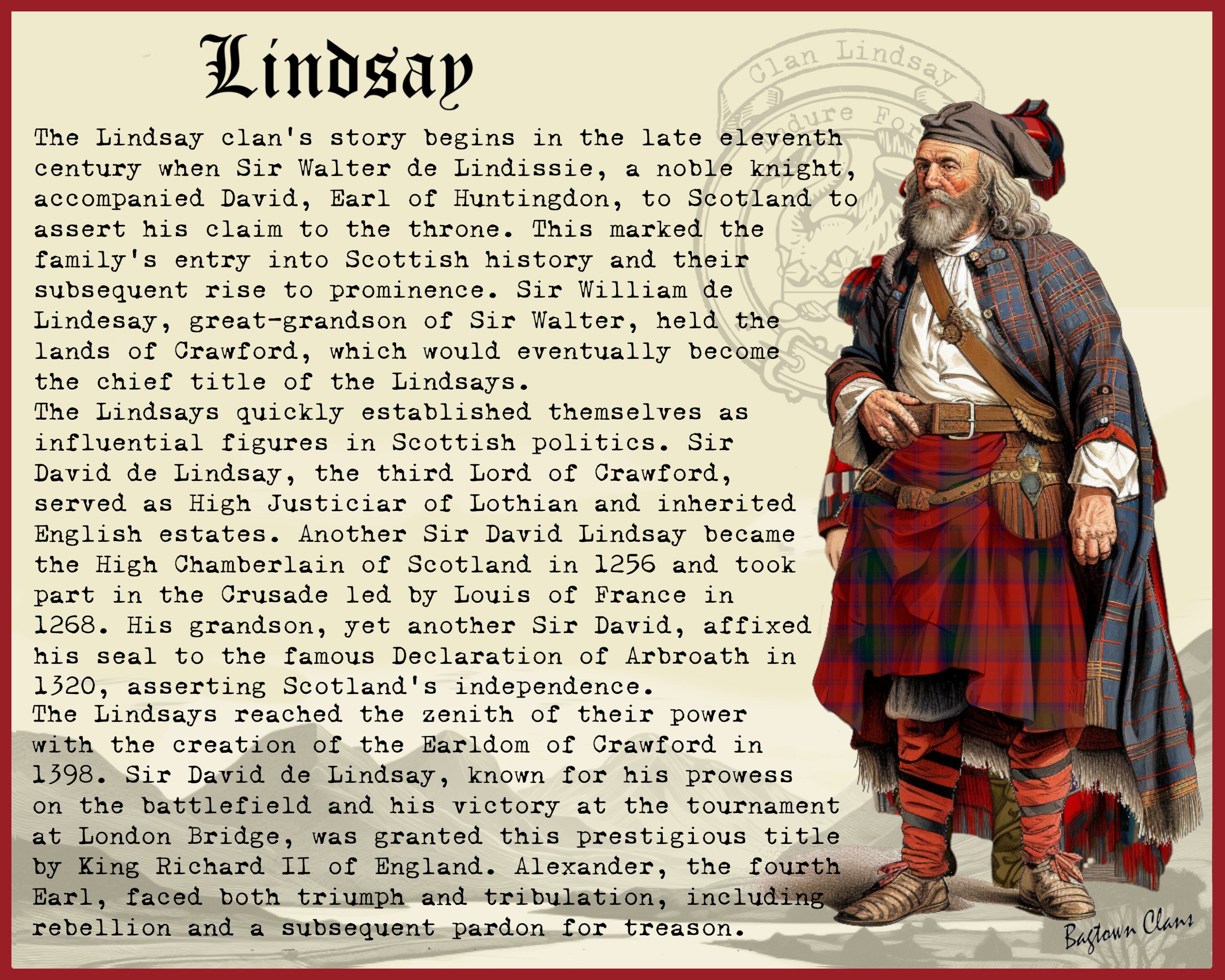 Clan Lindsay Scottish History Poster - Etsy