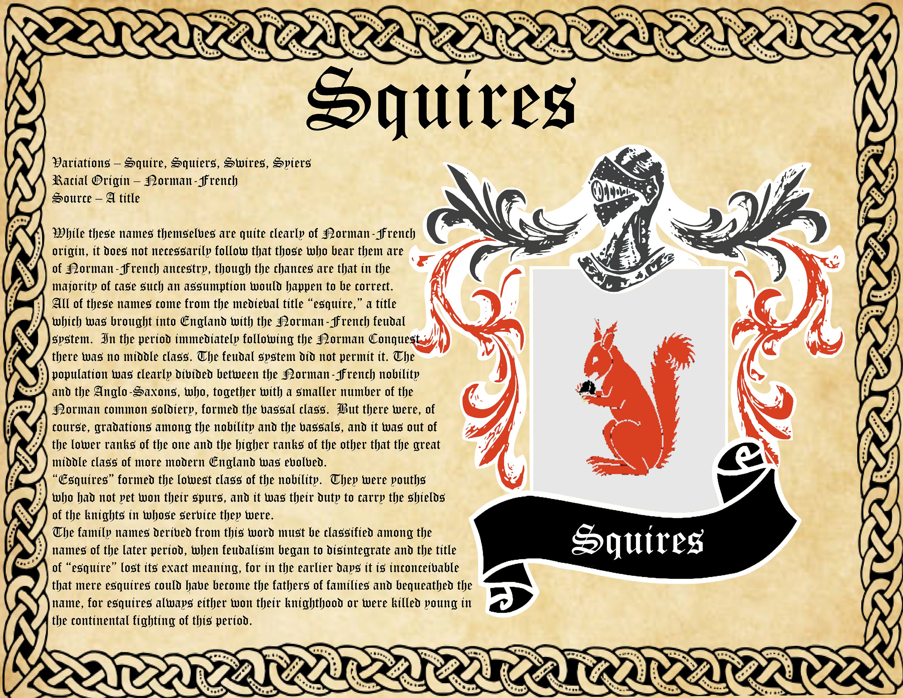 Squires Coat of Arms Vintage Poster - Etsy