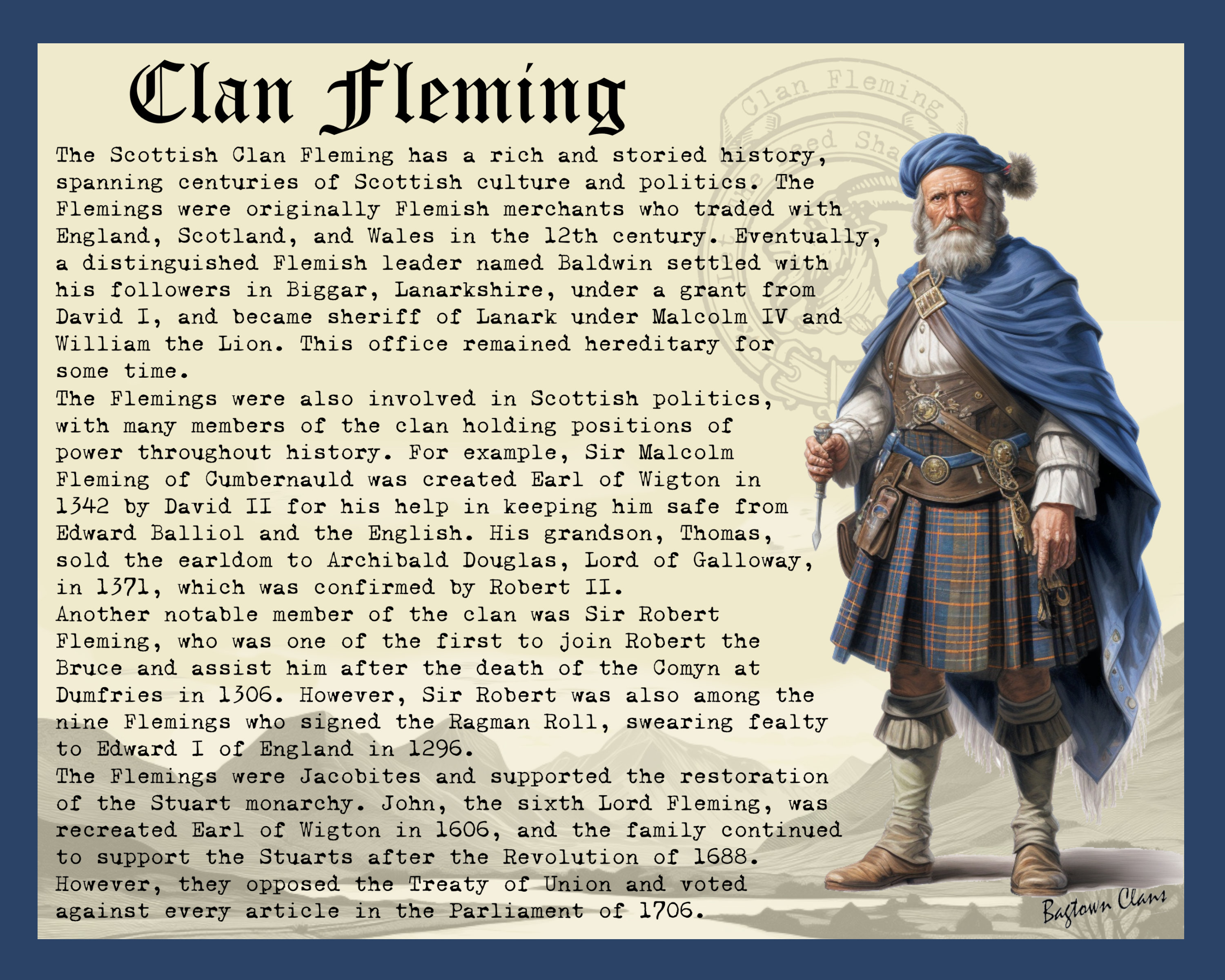 Clan Fleming Scottish History Poster - Etsy