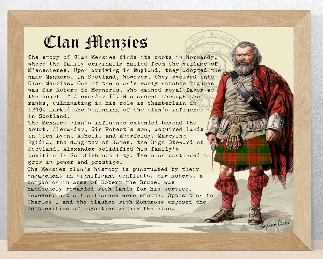 Menzies Scottish Clan History Poster - Etsy