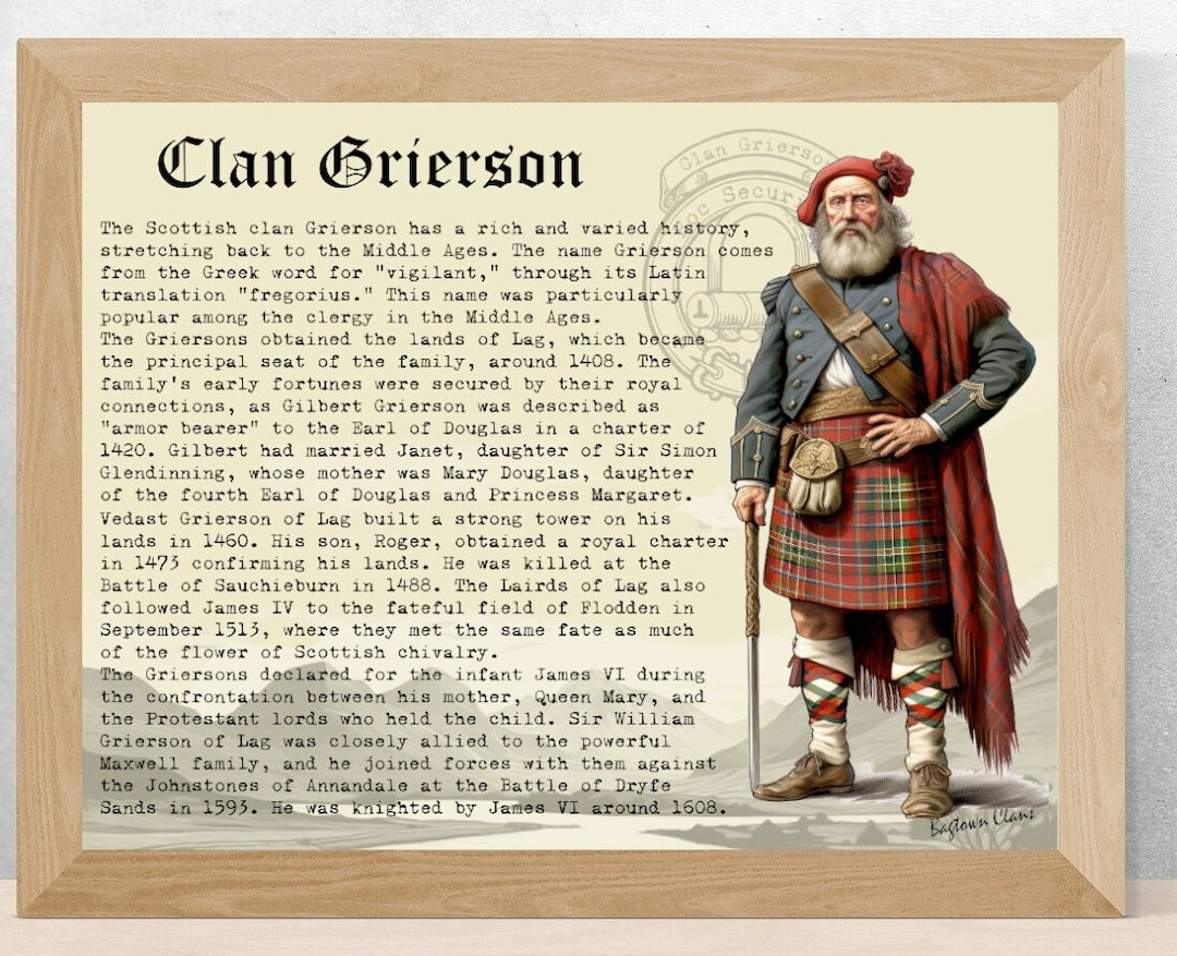 Clan Grierson Scottish History Poster - Etsy