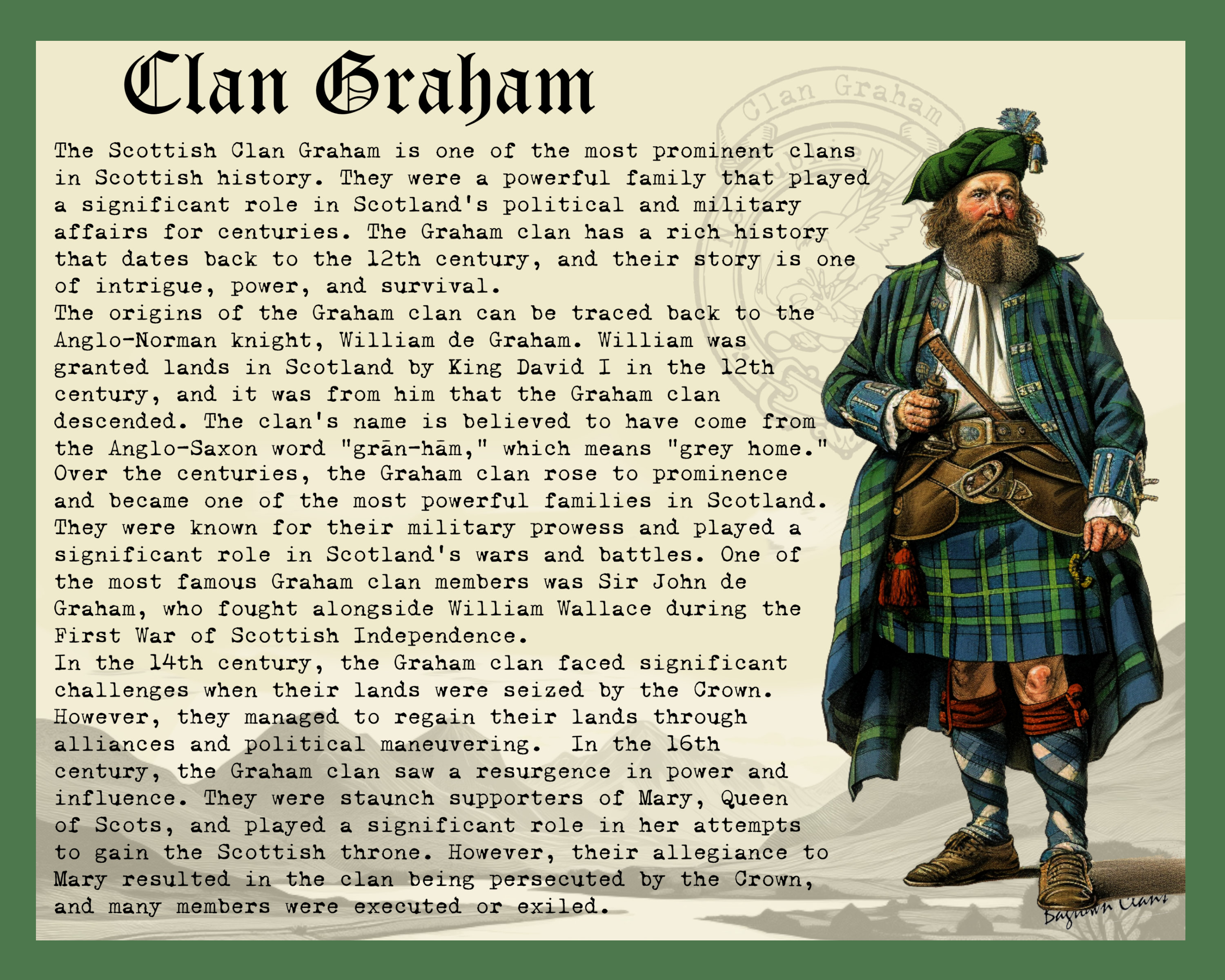 Clan Graham Scottish History Poster - Etsy