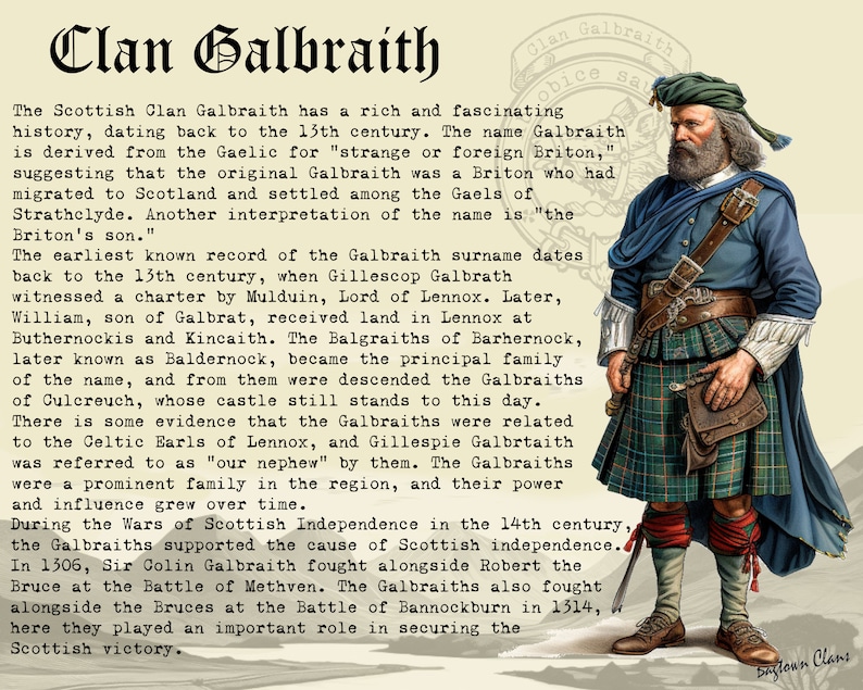 Clan Galbraith Scottish History Poster - Etsy