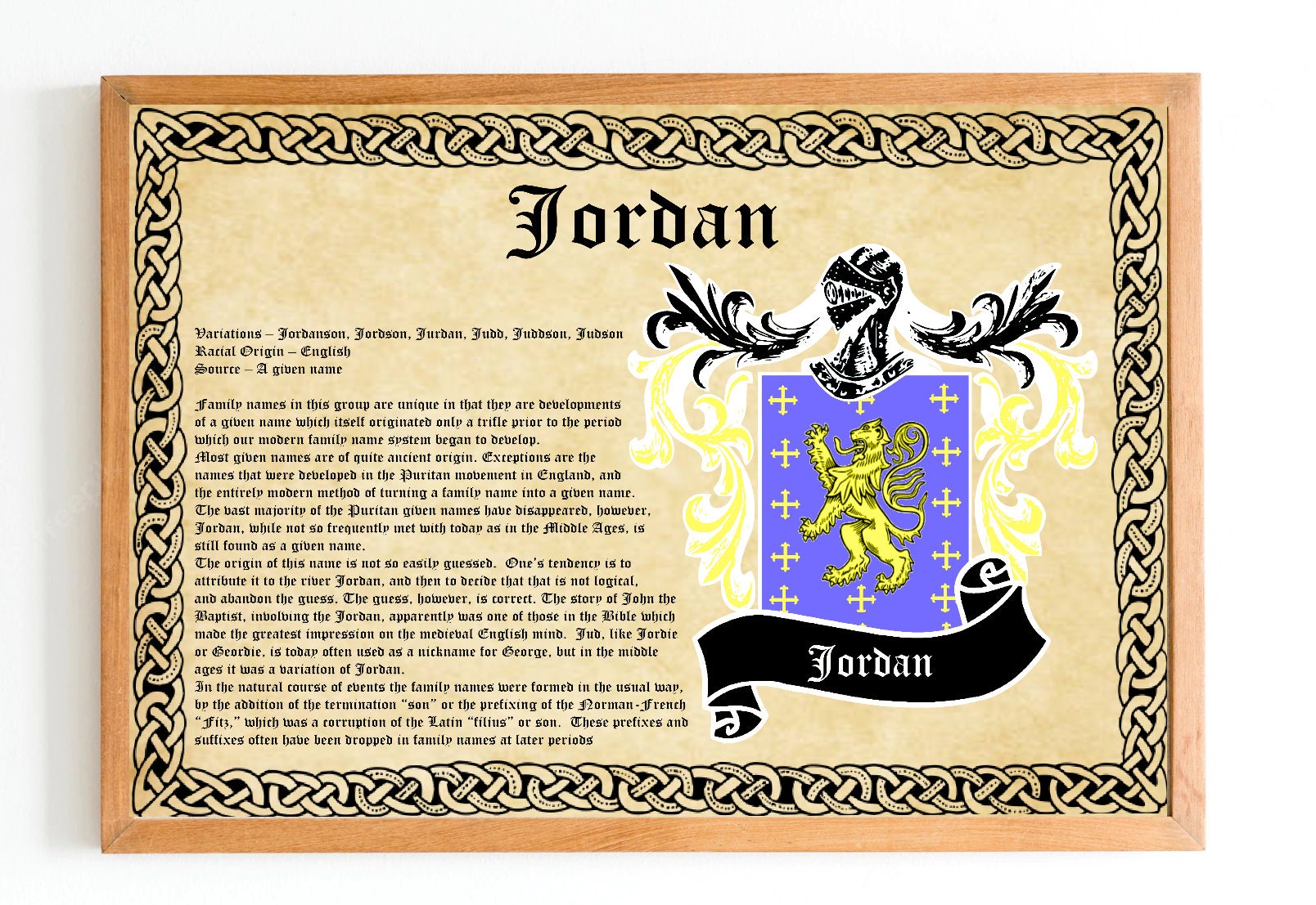 Jordan Coat of Arms Vintage Poster - Etsy