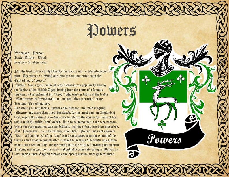 Powers Coat of Arms Vintage Poster - Etsy