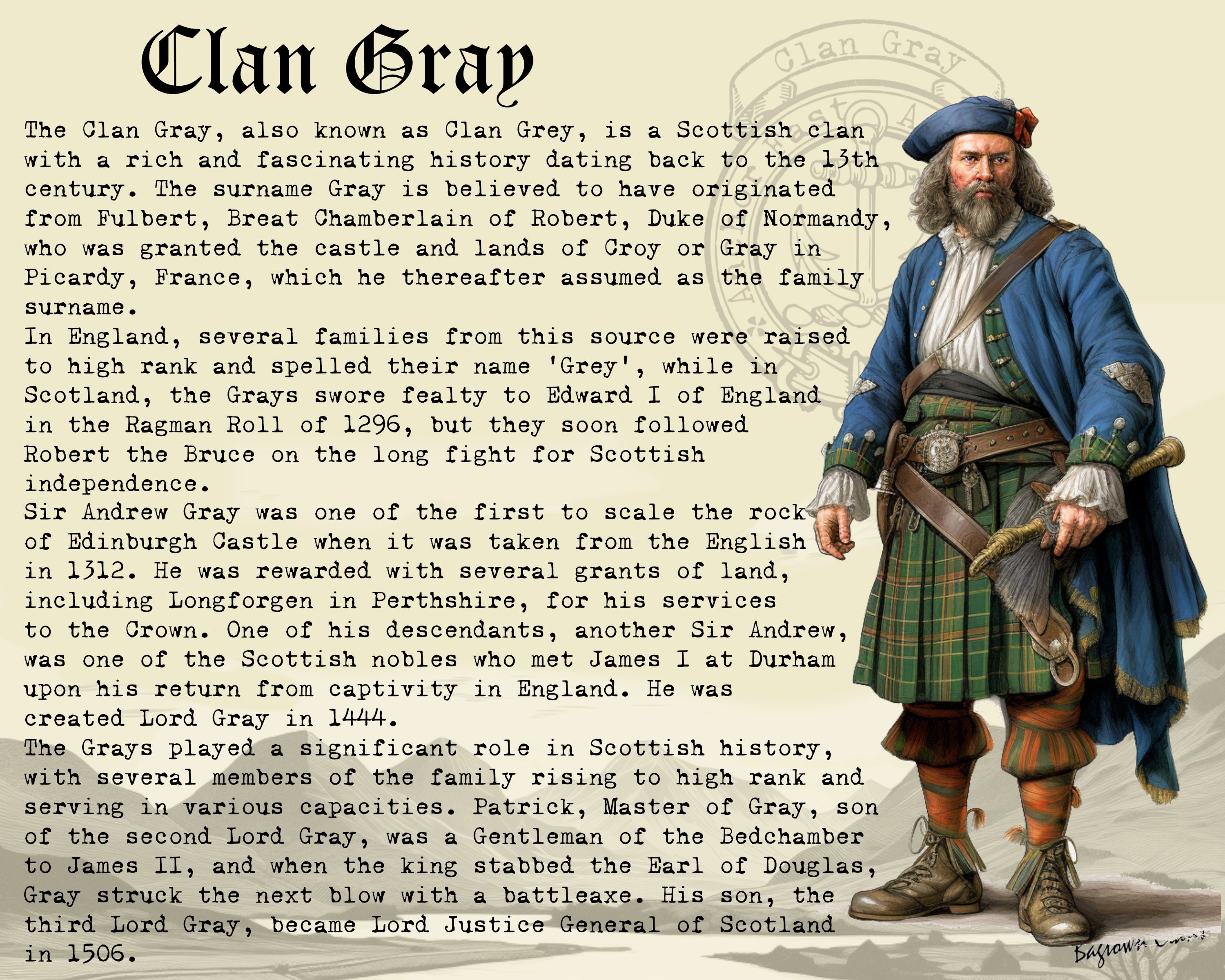 Clan Gray Scottish History Poster - Etsy