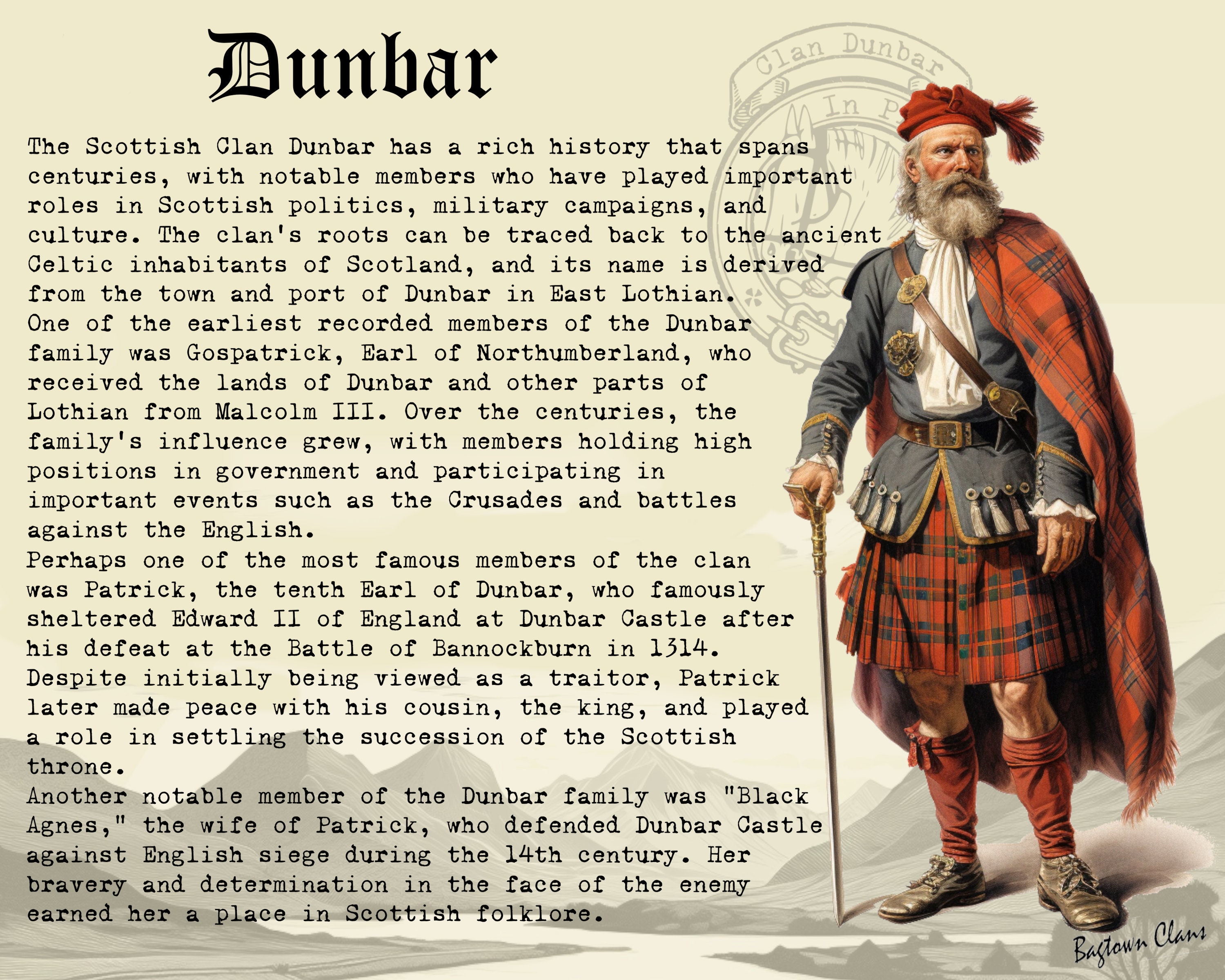 Clan Dunbar Scottish History Poster - Etsy