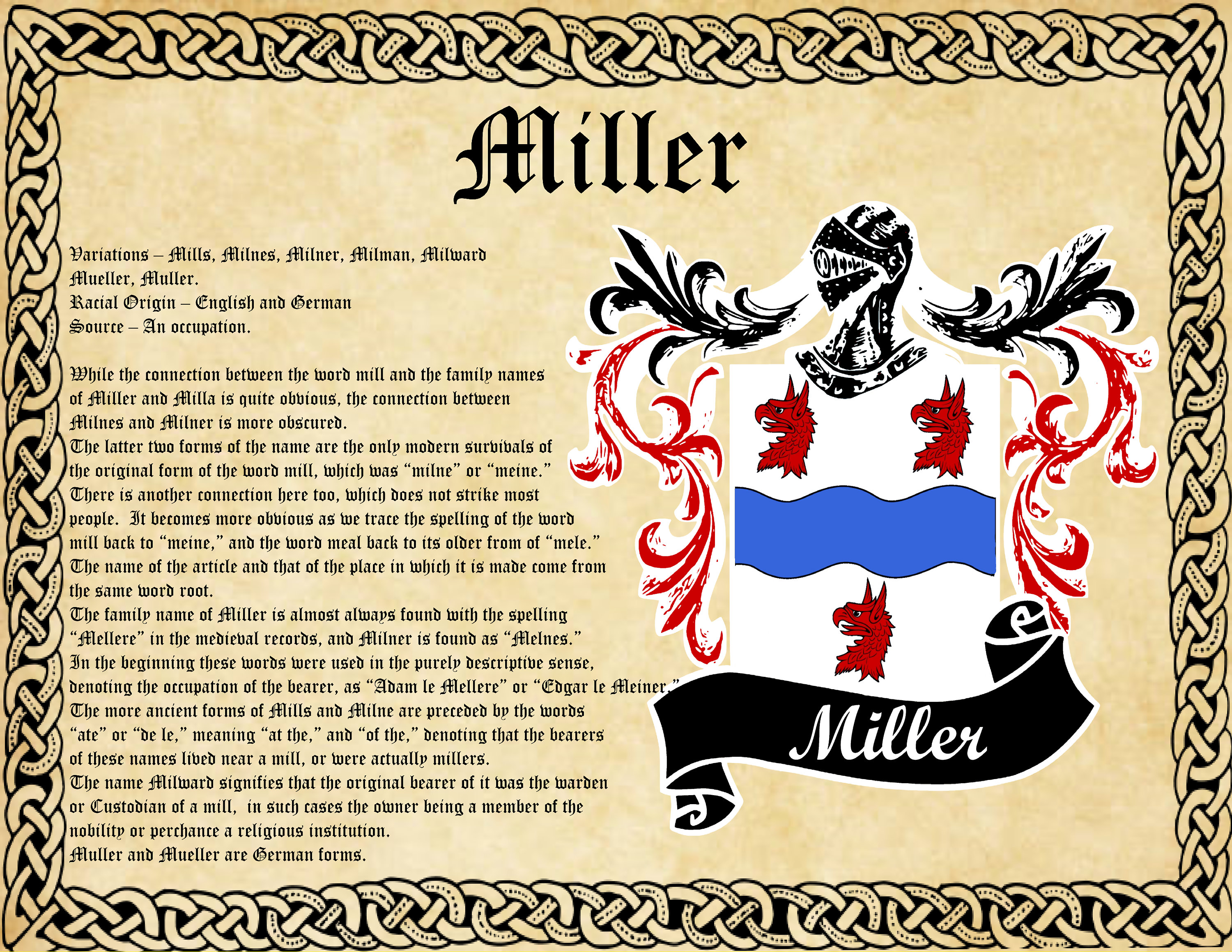 Miller Coat of Arms Vintage Poster - Etsy