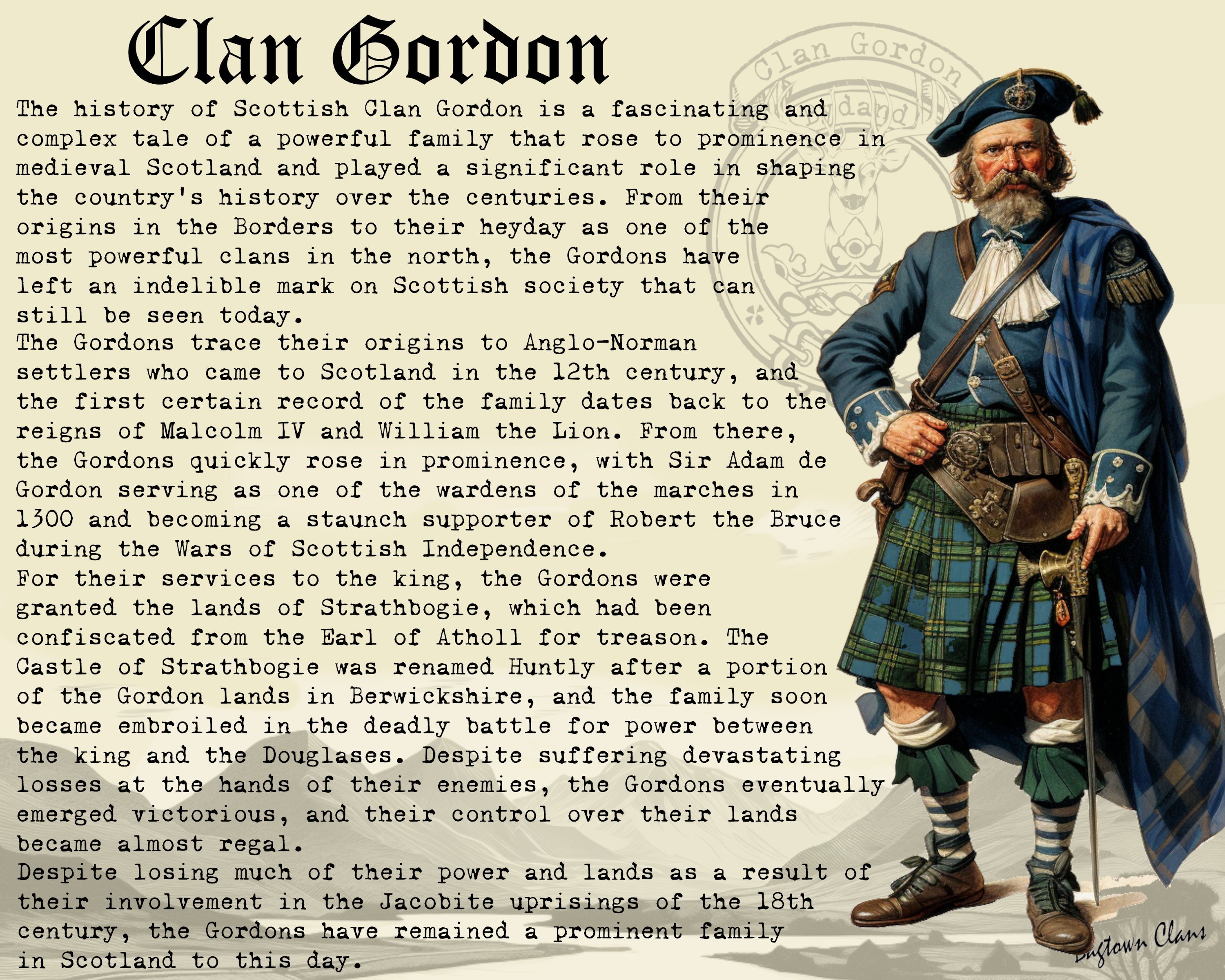 Clan Gordon Scottish History Poster - Etsy