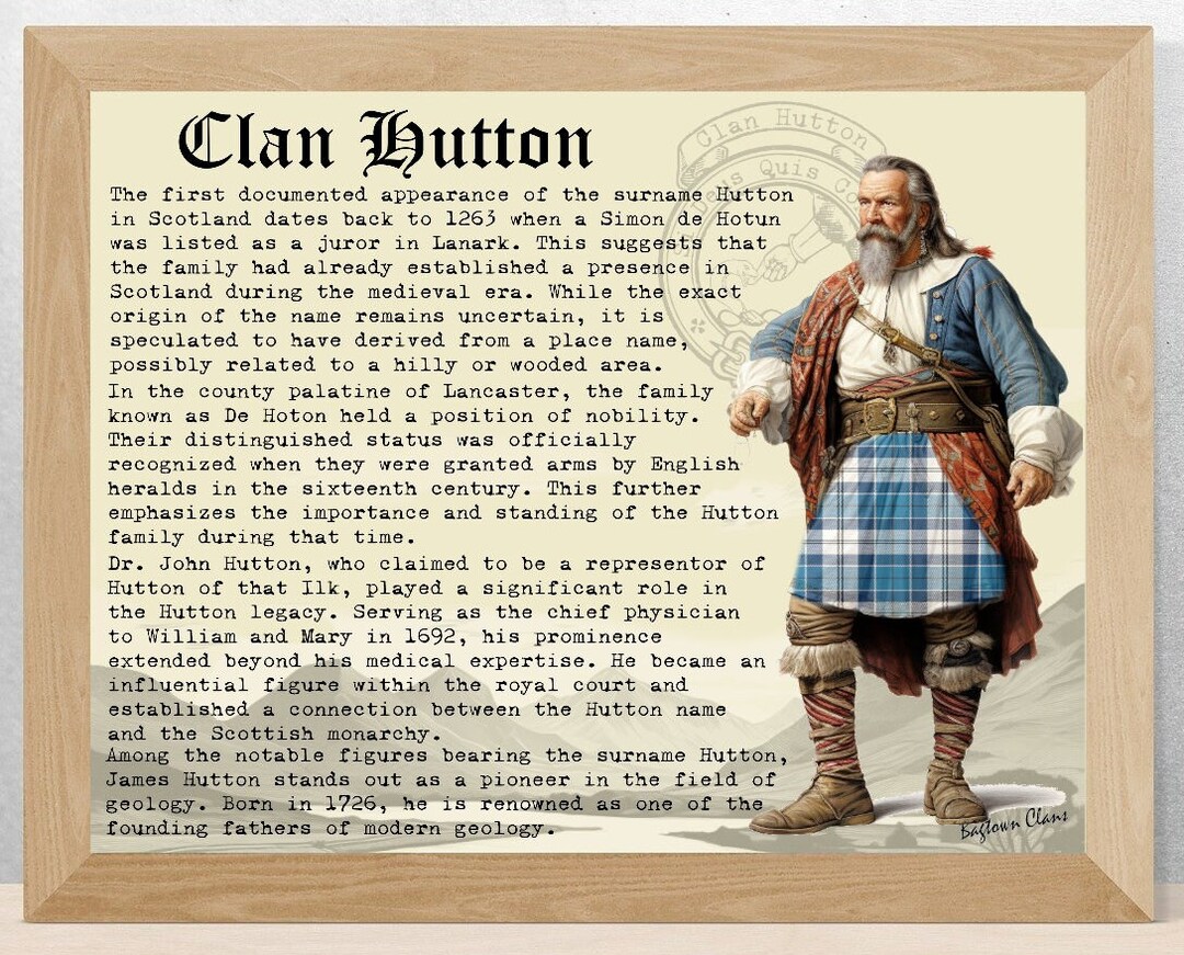 Clan Hutton Scottish History Poster - Etsy