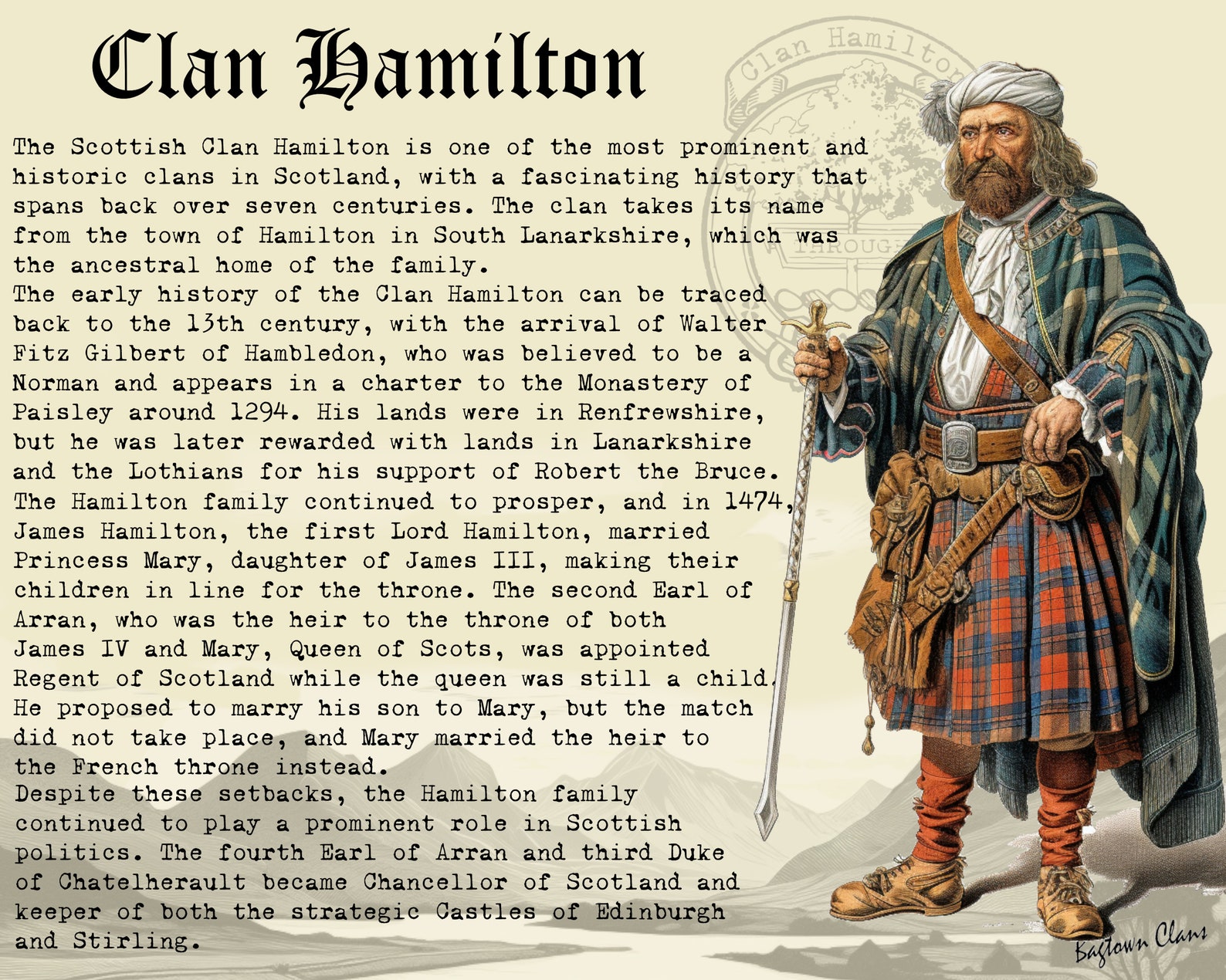 Clan Hamilton Vintage Poster - Etsy