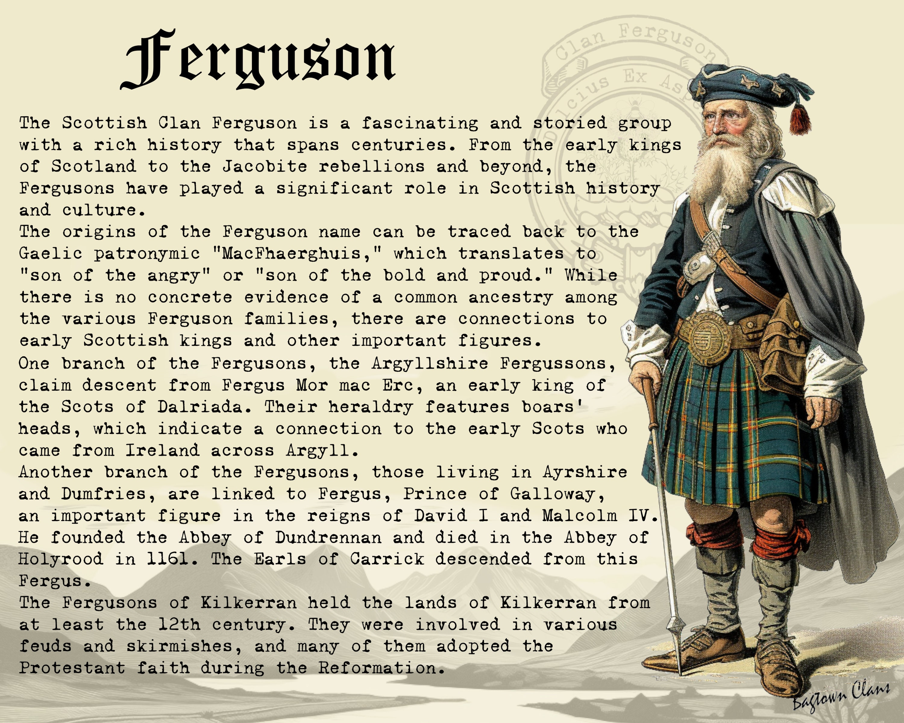 Clan Ferguson Scottish History Poster - Etsy