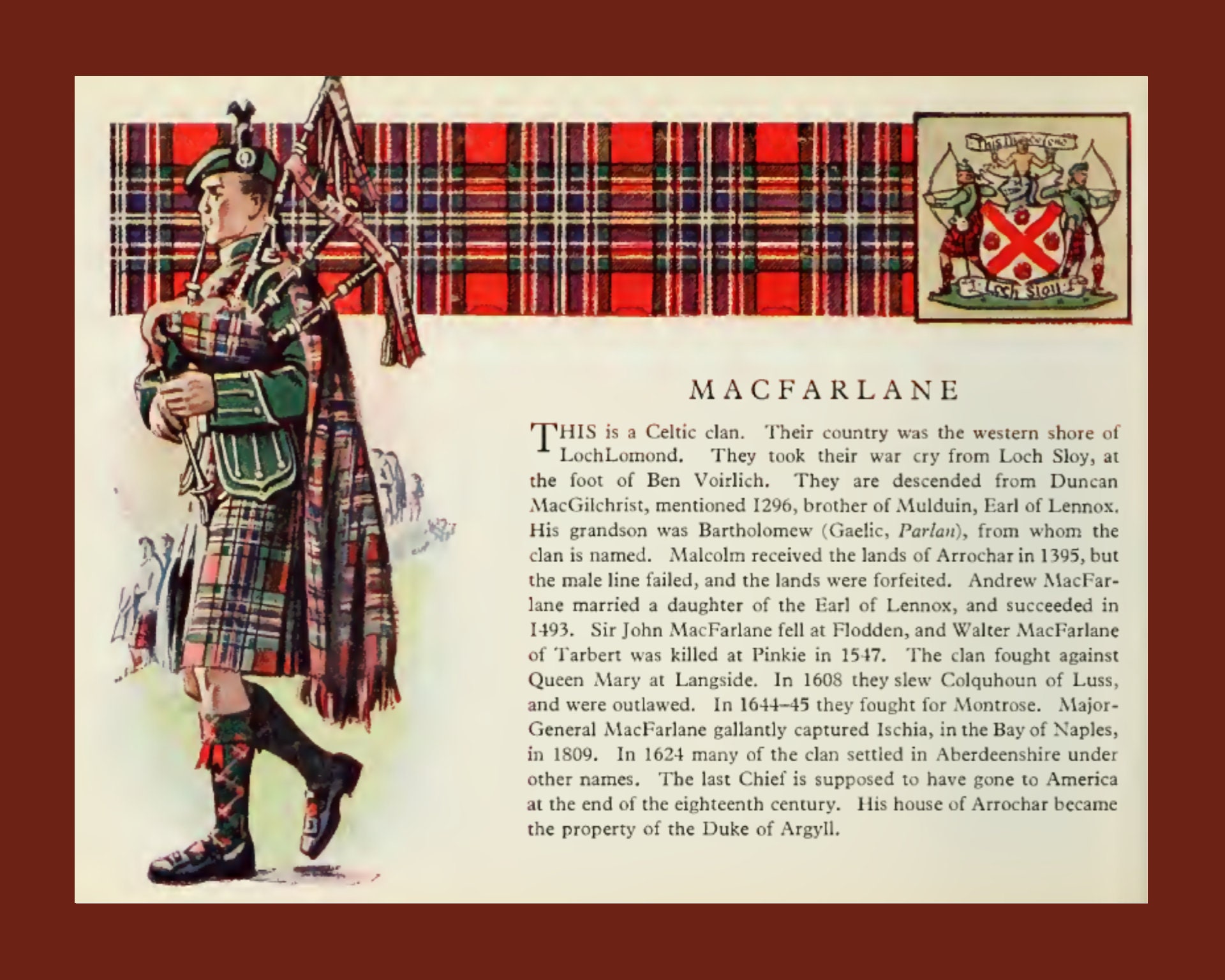 Clan Macfarlane Vintage Poster - Etsy