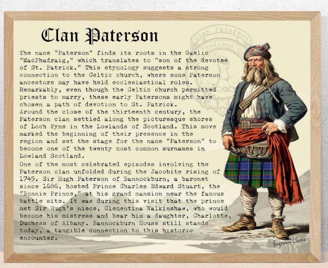 Clan Paterson Scottish History Poster - Etsy