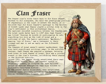 DIGITAL DOWNLOAD Outlander BEIGE Fraser Clan Crest Illustration With ...
