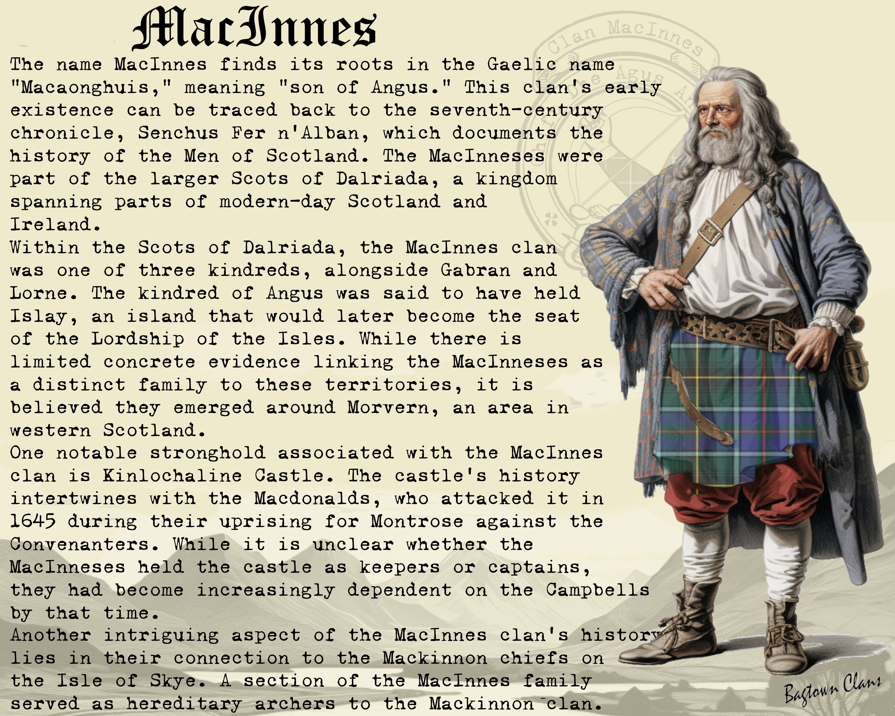 Macinnes Scottish Clan History Poster - Etsy