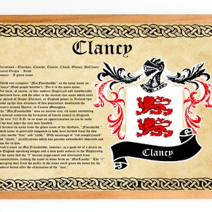 Clancy Coat of Arms Vintage Poster - Etsy