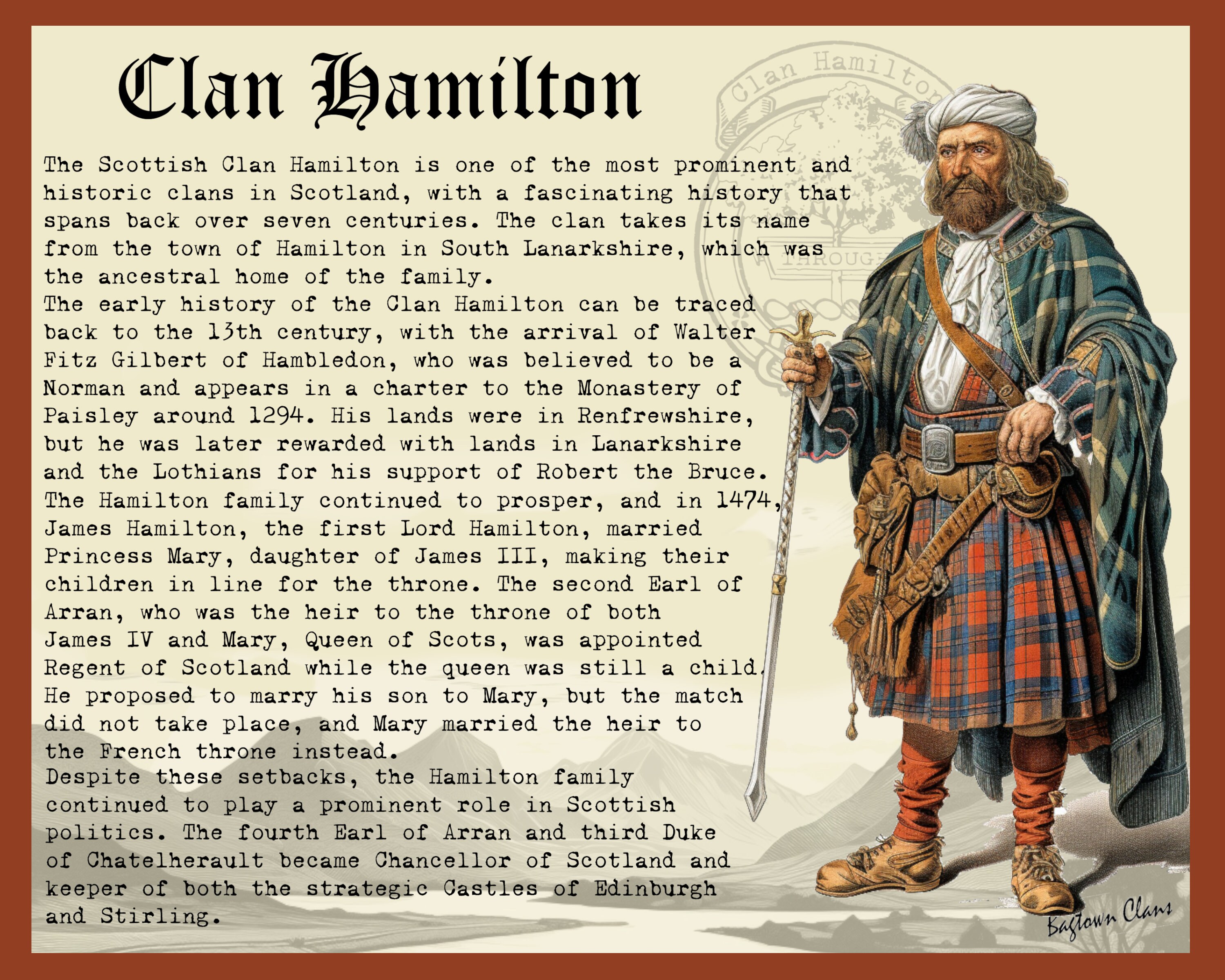 Clan Hamilton Vintage Poster - Etsy