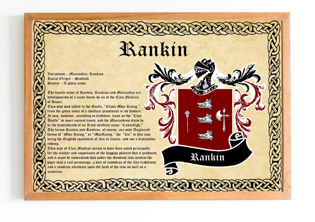 Rankin Coat of Arms Vintage Poster - Etsy