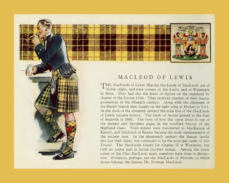 Clan Macleod of Lewis Vintage Poster - Etsy