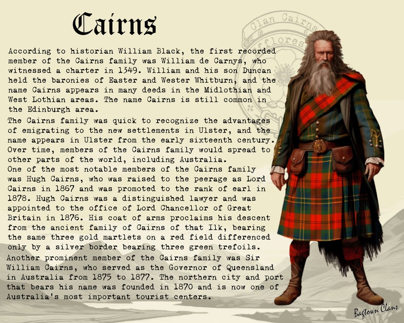Clan Cairns Scottish History Poster - Etsy