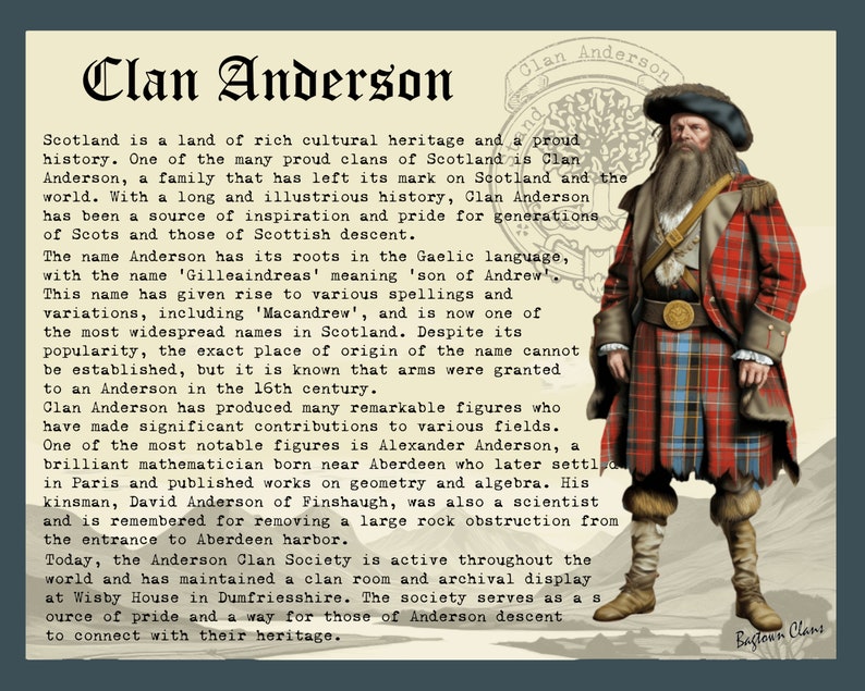 Clan Anderson Vintage Poster - Etsy